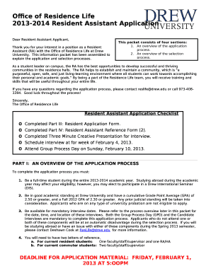Dear Resident Assistant Applicant, Doc Template | pdfFiller