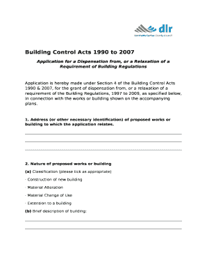 Application for a Dispensation from, or a Relaxation of a Requirement ...