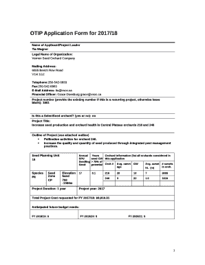 OTIP Application for 2017/18 Doc Template | pdfFiller