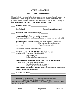 ATTENTION MAILROOM Doc Template | pdfFiller