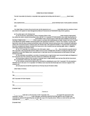 Correction-of-Name Agreement Doc Template | pdfFiller