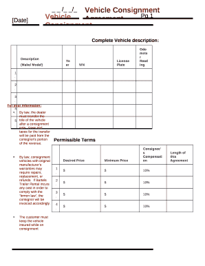 Complete Vehicle description: Doc Template | pdfFiller