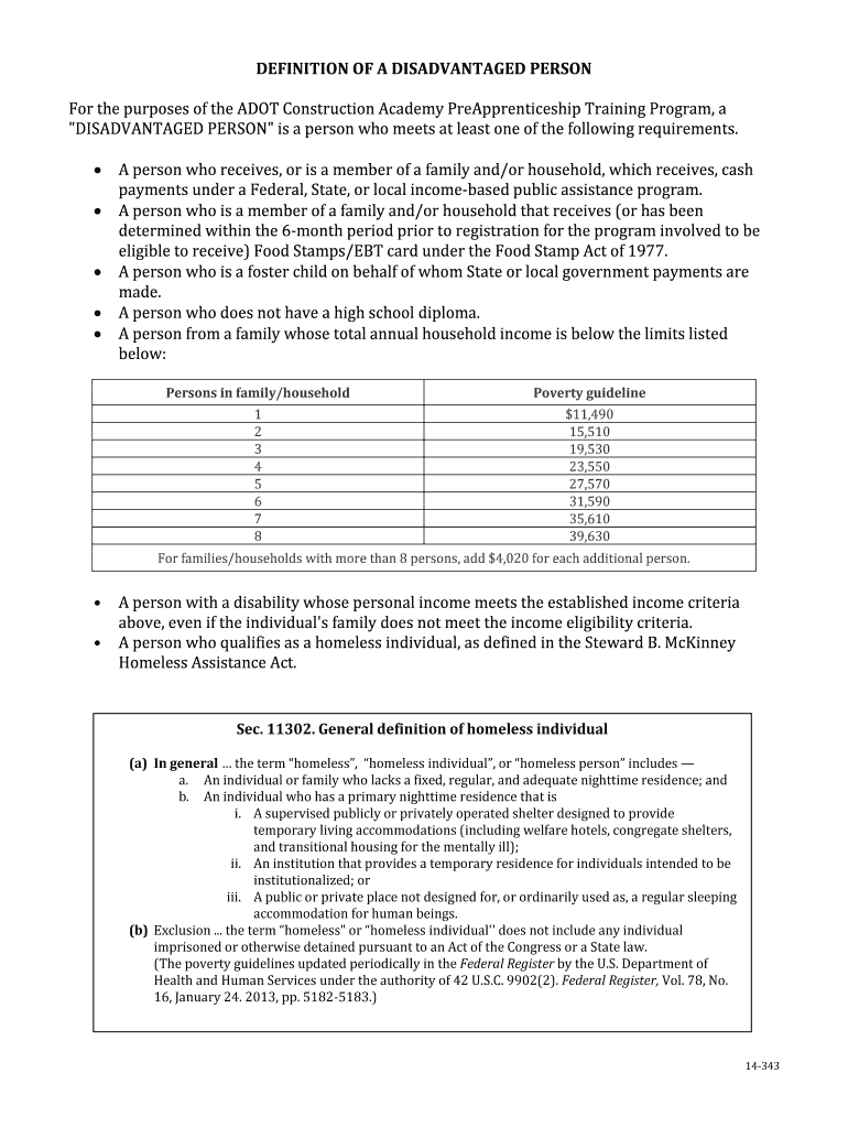 Fillable Online DEFINITION OF A DISADVANTAGED PERSON Fax Email Print ...