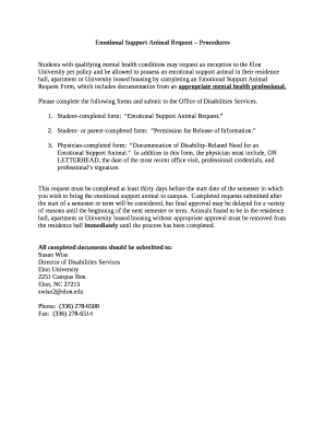Emotional Support Animal Request Procedures Doc Template | pdfFiller