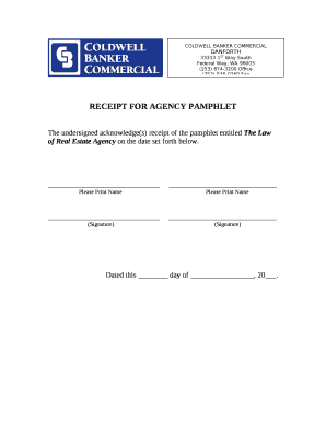 RECEIPT FOR AGENCY PAMPHLET Doc Template | pdfFiller
