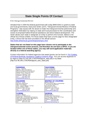 State Single Points Of Contact Doc Template | pdfFiller