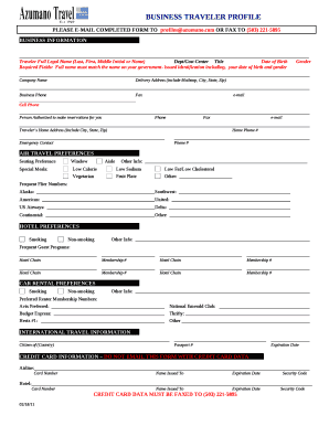 BUSINESS TRAVELER PROFILE Doc Template | pdfFiller