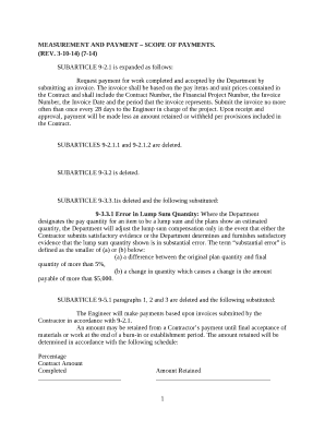 MEASUREMENT AND PAYMENT SCOPE OF PAYMENTS Doc Template | pdfFiller