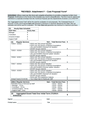 *REVISED: Attachment F Cost Proposal * Doc Template | pdfFiller