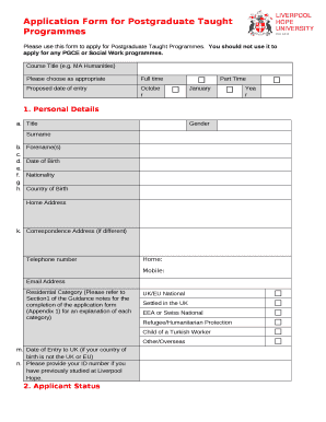 Please use this to apply for Postgraduate Taught Programmes Doc Template | pdfFiller