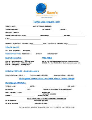 Turkey Visa Request template Doc Template | pdfFiller