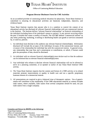Program Director Disclosure for CME Activities Doc Template | pdfFiller