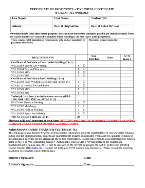 CERTIFICATE OF PROFICENCY TECHNICAL CERTIFICATE Doc Template | pdfFiller