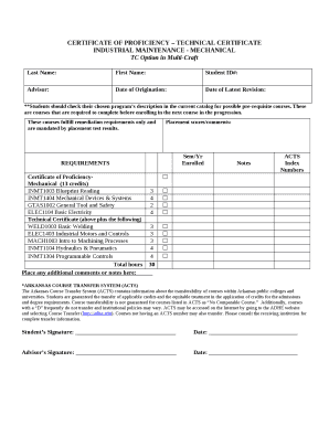 CERTIFICATE OF PROFICIENCY TECHNICAL CERTIFICATE Doc Template | pdfFiller