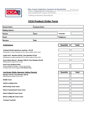 Fillable Online CICA Product Order Form Fax Email Print - pdfFiller