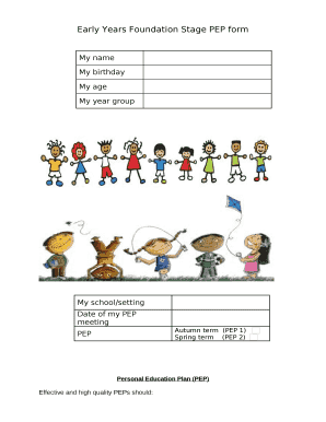 Early Years Foundation Stage PEP Doc Template | pdfFiller