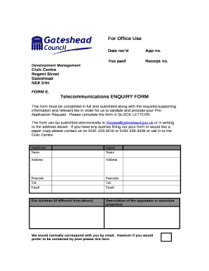 Telecommunications ENQUIRY Doc Template | pdfFiller
