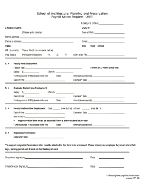 Payroll Action RequestUNIT: Doc Template | pdfFiller