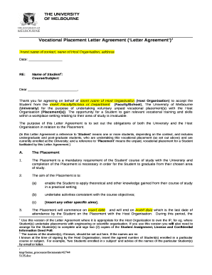 Vocational Placement Letter Agreement (Letter Agreement)1 Doc Template ...
