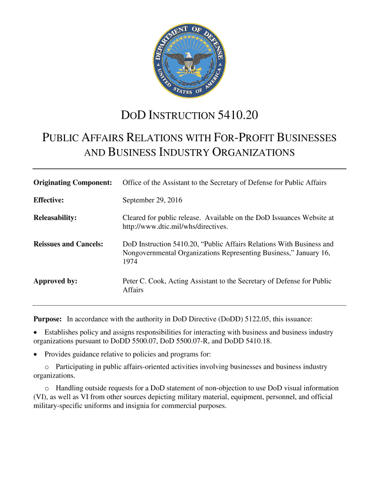 Fillable Online DOD INSTRUCTION 5410 Fax Email Print - pdfFiller