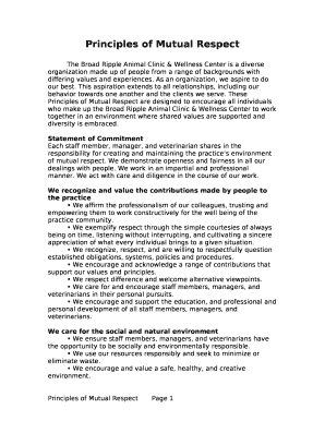 Principles of Mutual Respect Doc Template | pdfFiller
