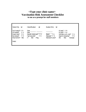 Vaccination Risk Assessment Checklist Doc Template | pdfFiller