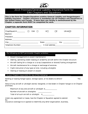 2015 Premises/General Liability Insurance for Doc Template | pdfFiller