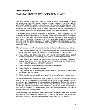 SAILING INSTRUCTIONS TEMPLATE Doc Template | pdfFiller