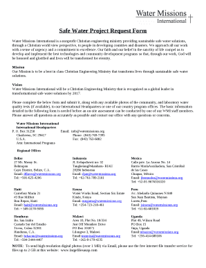 Safe Water Project Request Doc Template | pdfFiller