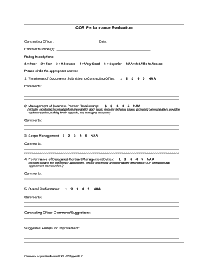 COR Perance Evaluation template Doc Template | pdfFiller