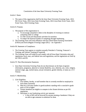 Constitution of the Iowa State University Eventing Team Doc Template ...