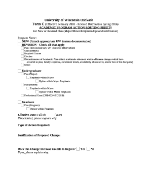 ACADEMIC PROGRAM ACTION ROUTING SHEET* Doc Template | pdfFiller