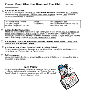 Current Event Direction Sheet and ChecklistDue Date: Doc Template ...