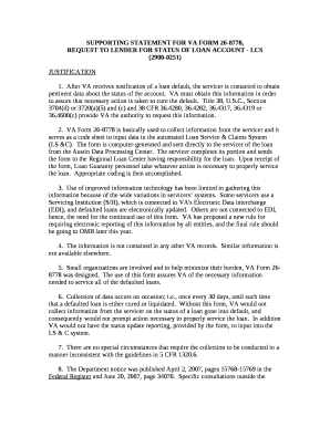 SUPPORTING STATEMENT FOR VA 26-8778, Doc Template | pdfFiller