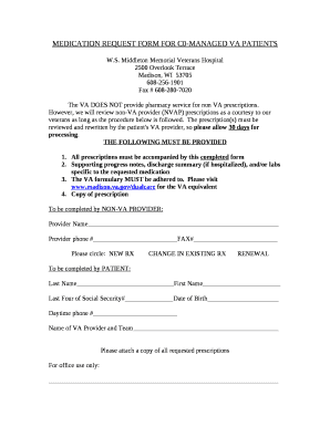 MEDICATION REQUEST FOR C0-MANAGED VA PATIENTS Doc Template | pdfFiller
