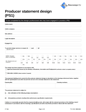 Producer statement design - econtent tauranga govt Doc Template | pdfFiller