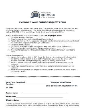EMPLOYEE NAME CHANGE REQUEST Doc Template | pdfFiller