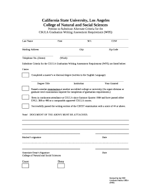 CSULA Graduation Writing Assessment Requirement (WPE) Doc Template ...