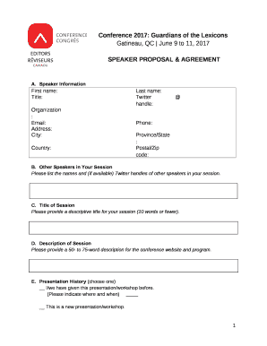 Speaker Agreement Template | pdfFiller