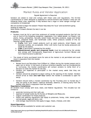 Market Rules and Vendor Application template Doc Template | pdfFiller