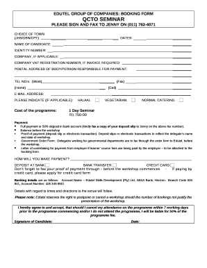 EDUTEL GROUP OF COMPANIES: BOOKING Doc Template | pdfFiller