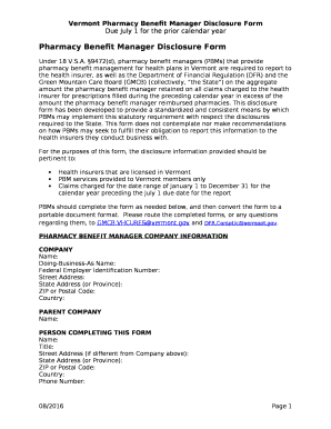Pharmacy Benefit Manager Disclosure Doc Template | pdfFiller