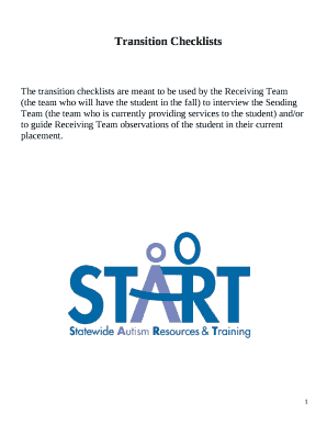 Transition Checklists Doc Template | pdfFiller