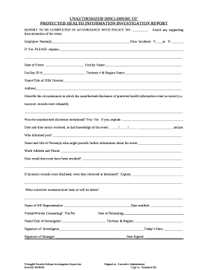 UNAUTHORIZED DISCLOSURE OF Doc Template | pdfFiller