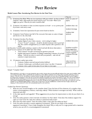 Fillable Online Model Lesson Plan: Introducing Peer Review for the ...