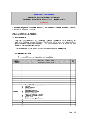 furniture spec sheet Doc Template | pdfFiller