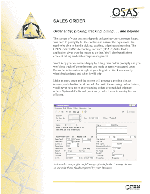 Fillable Online Order entry; picking, tracking, billing Fax Email Print ...