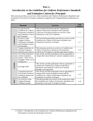 This section provides an overview of the Guidelines for Uni Perance ...