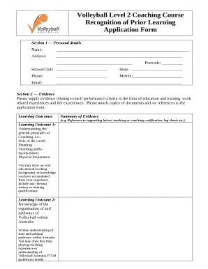Volleyball Level 2 Coaching Course template Doc Template | pdfFiller