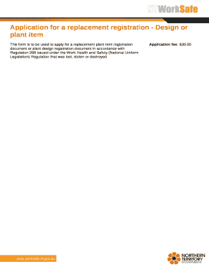 This is to be used to apply for a replacement plant item registration ...